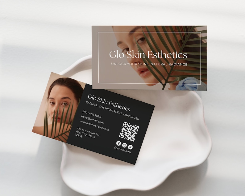 Esthetician Business Card Template | Canva Business Card | Skincare ...