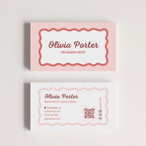 Retro Wavy Business Card Template | Wavy Border Business Card Canva ...