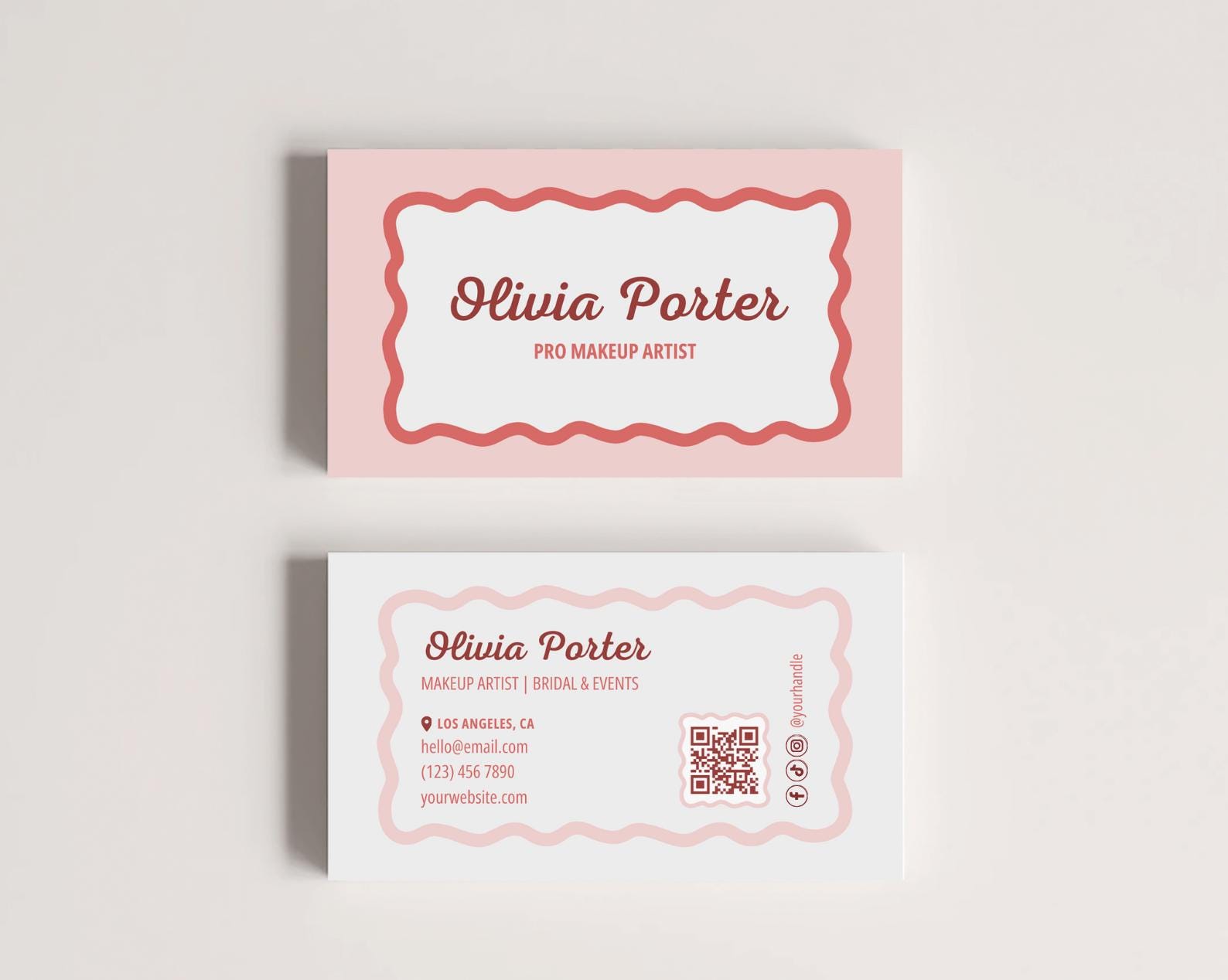 Retro Wavy Business Card Template | Wavy Border Business Card Canva ...