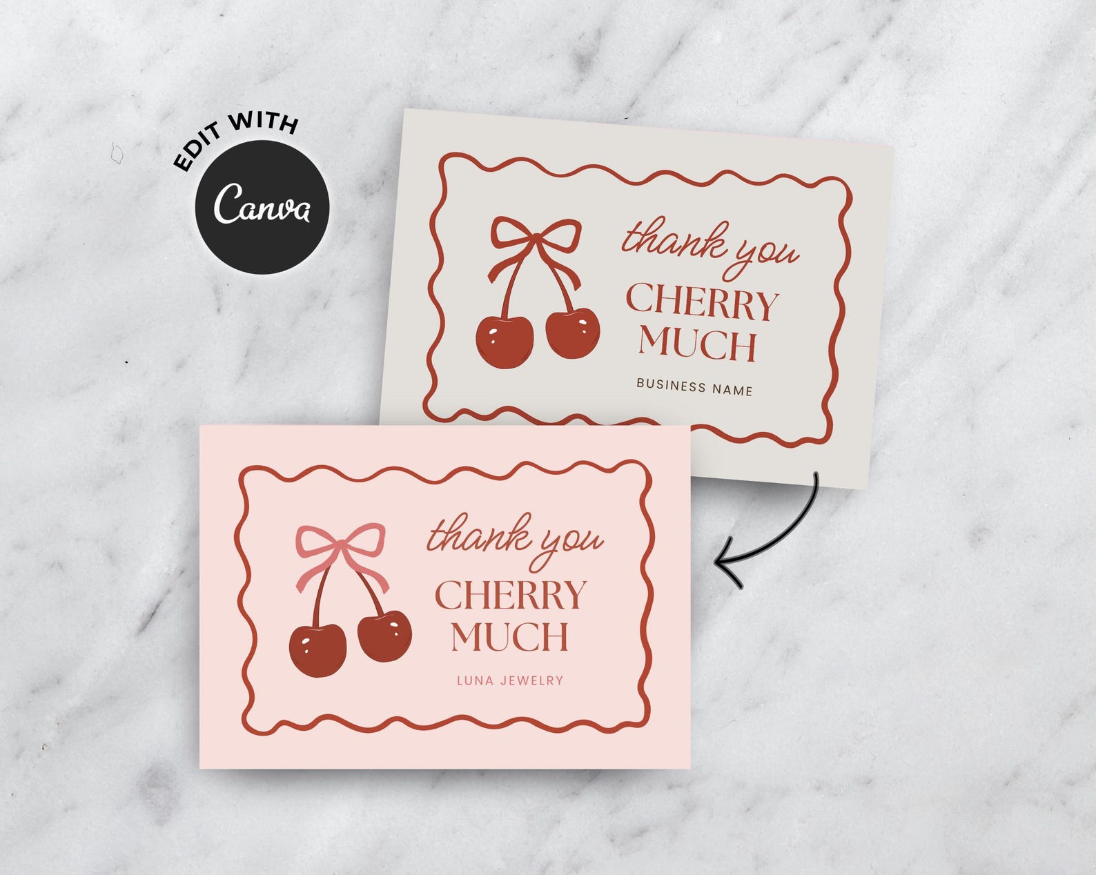 Cherry Business Thank You Card Template | Coquette Cherry Thank You ...