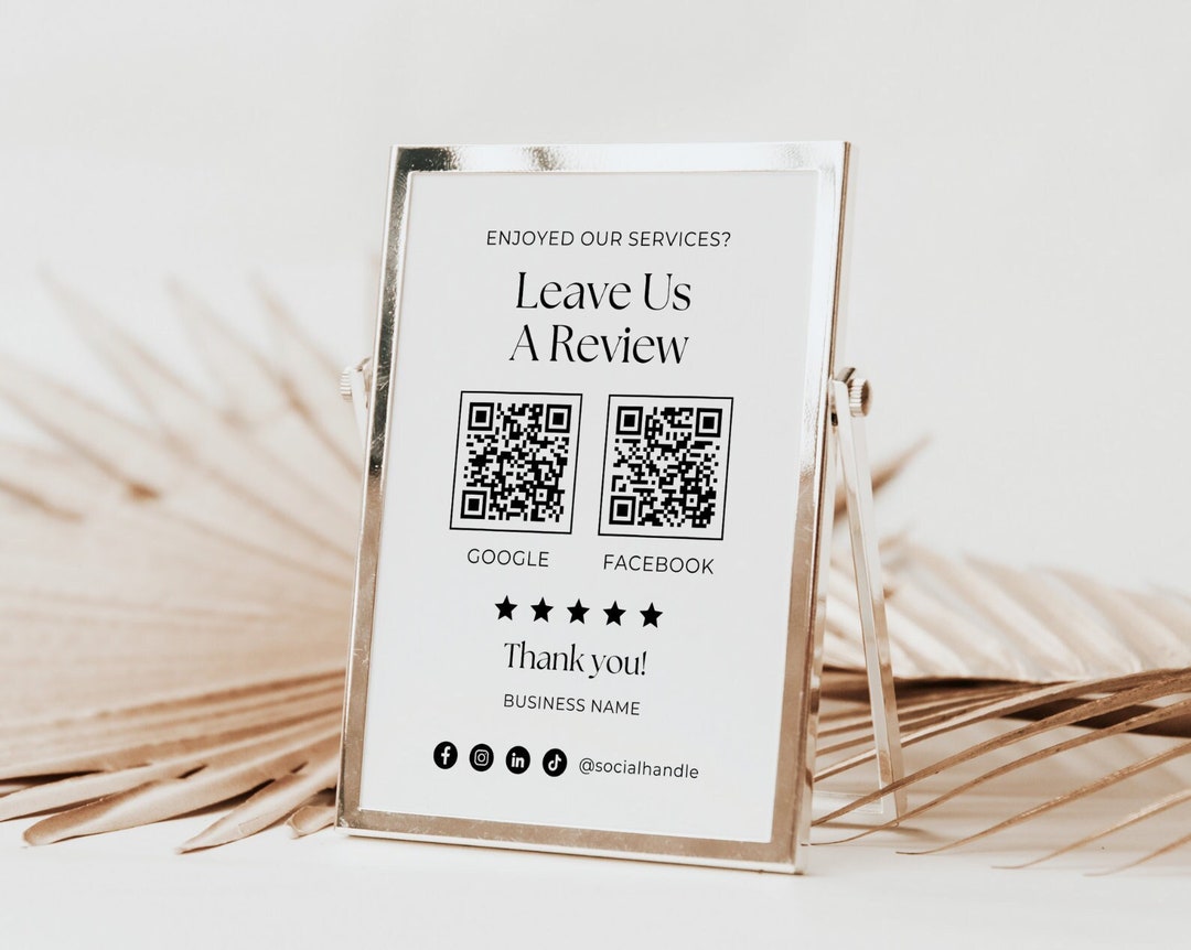 Leave a Review Sign Template | Canva | QR Code Sign | Facebook Review ...