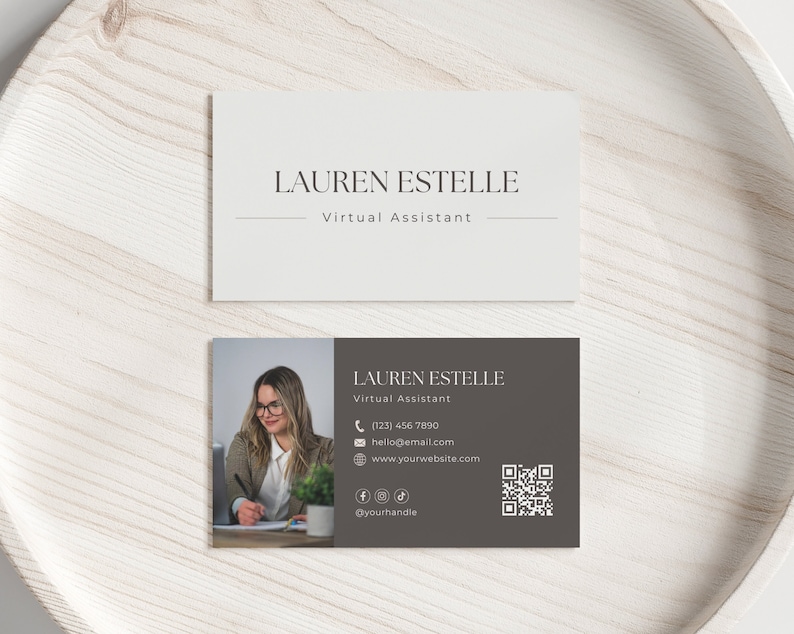 Virtual Assistant Business Card Template | Canva Business Card | VA ...