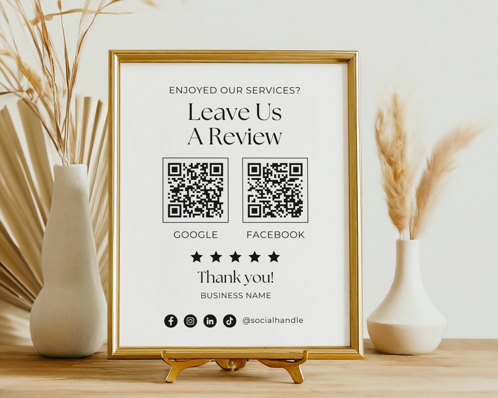 Leave a Review Sign Template | Canva | QR Code Sign | Facebook Review ...
