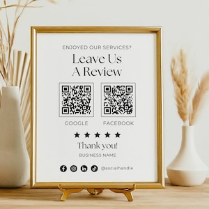 Leave a Review Sign Template | Canva | QR Code Sign | Facebook Review ...