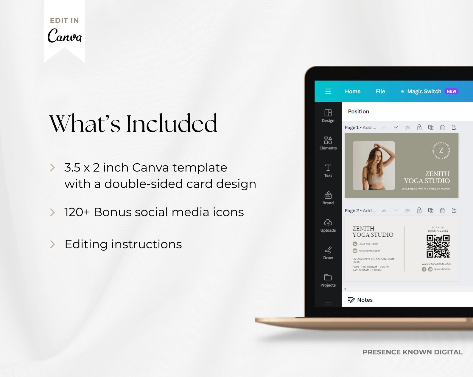 Yoga Business Card Template | Canva | Yoga Printable Business Card ...