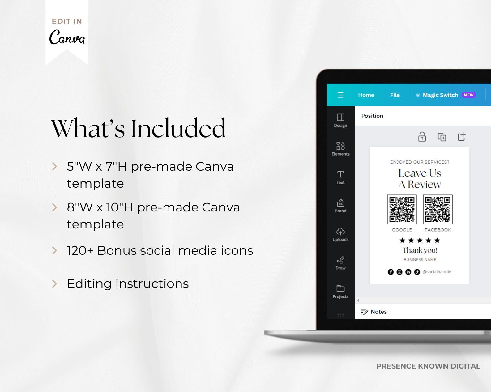 Leave a Review Sign Template | Canva | QR Code Sign | Facebook Review ...