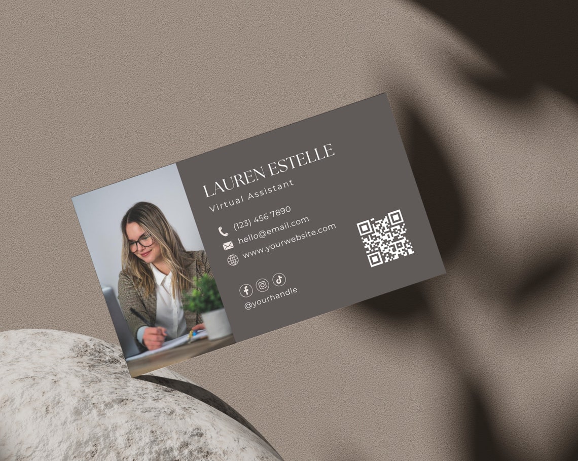 Virtual Assistant Business Card Template | Canva Business Card | VA ...