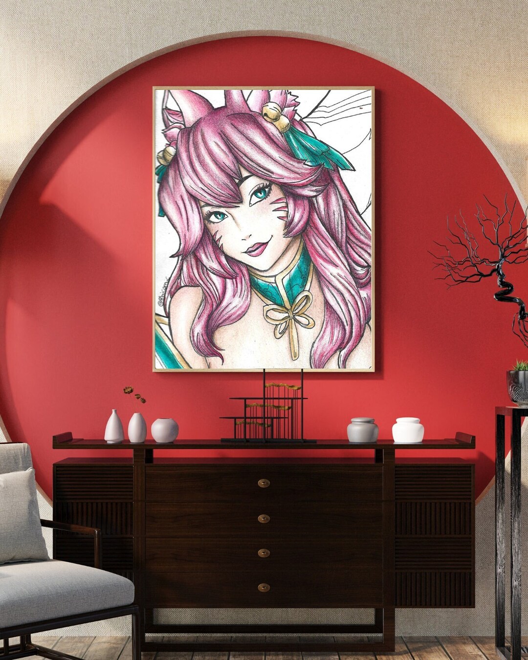 Digital Art - Anime Printable - Ahri - Anime Gift - Anime Drawing ...