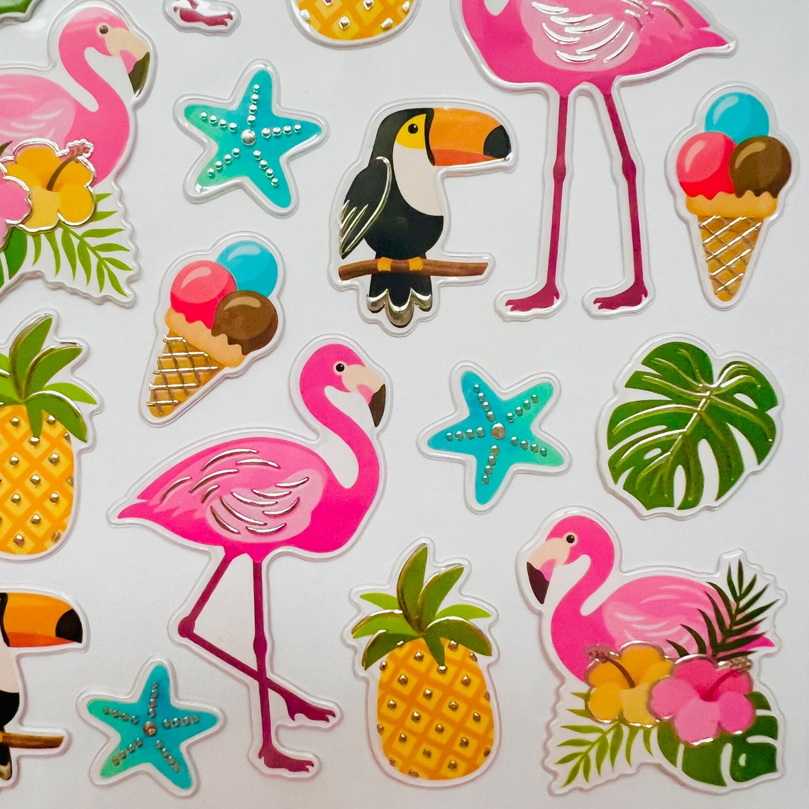 24 Tropical Stickers, Including Pink Flamingos, Toucans, Tropical ...