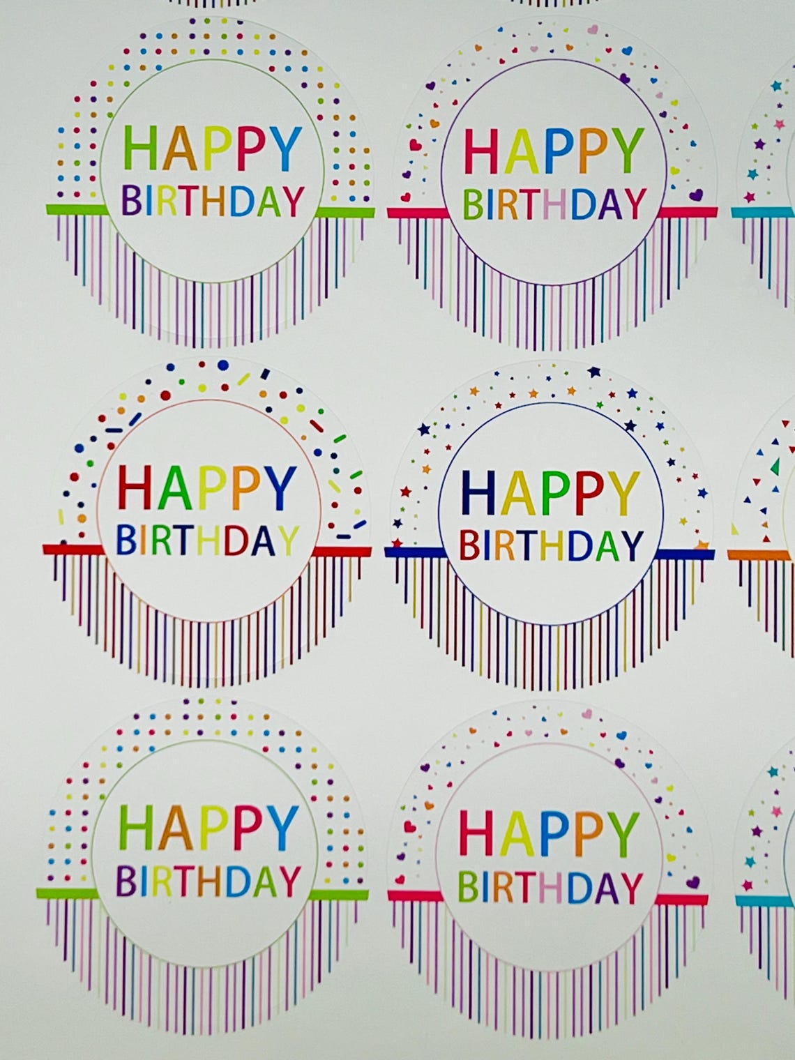 Happy Birthday Sticker Sheet, 2 Inch Colourful Happy Birthday Stickers ...