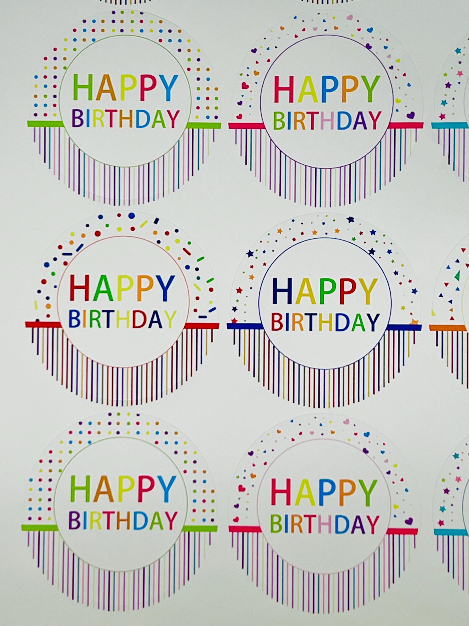 Happy Birthday Sticker Sheet, 2 Inch Colourful Happy Birthday Stickers ...