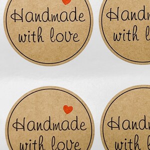 40 Just Under 2 Inch Handmade With Love Round Stickers. Large Round ...