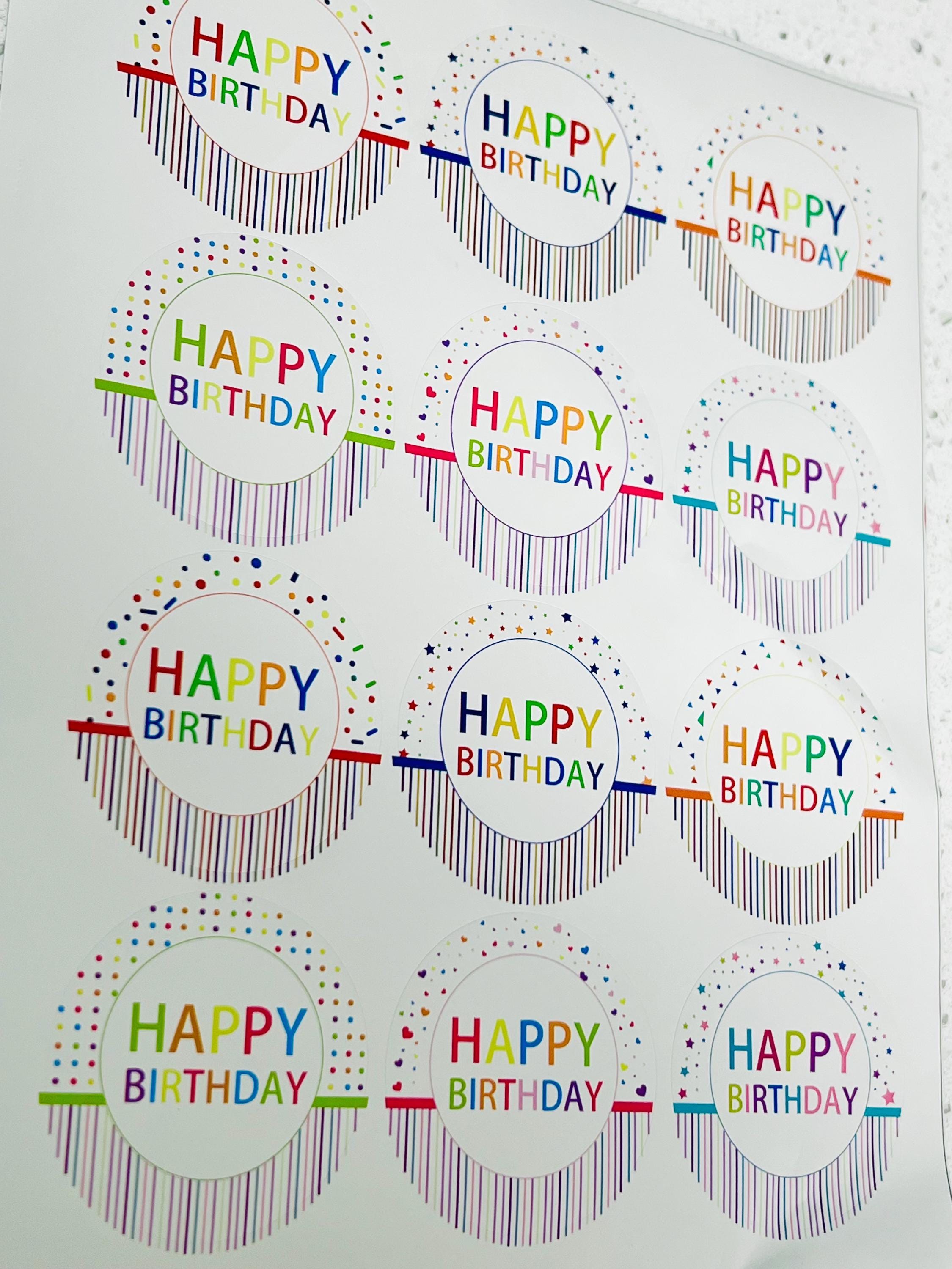 Happy Birthday Sticker Sheet, 2 Inch Colourful Happy Birthday Stickers ...