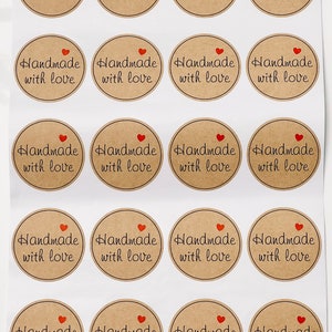 40 Just Under 2 Inch Handmade With Love Round Stickers. Large Round ...