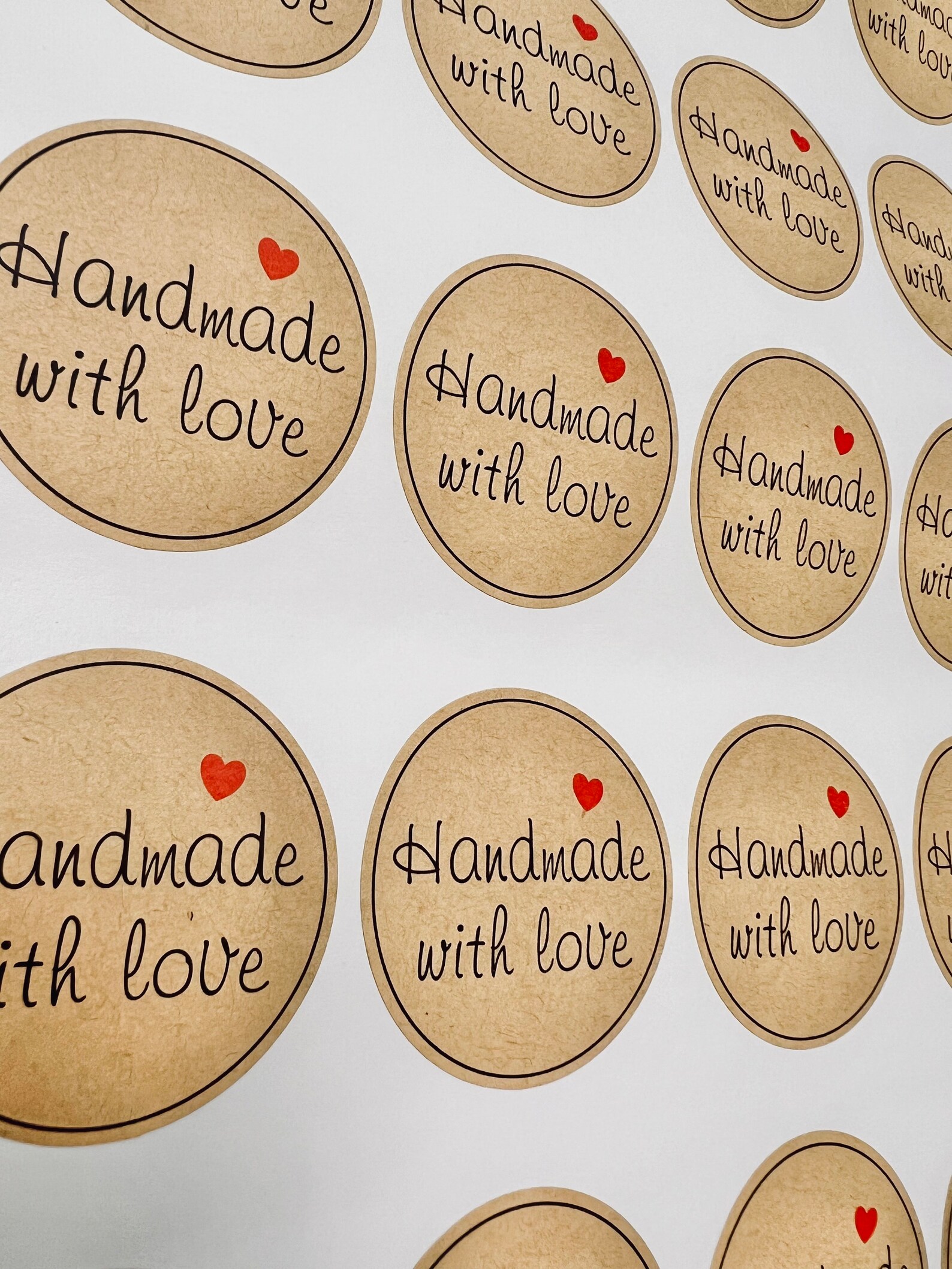40 Just Under 2 Inch Handmade With Love Round Stickers. Large Round ...