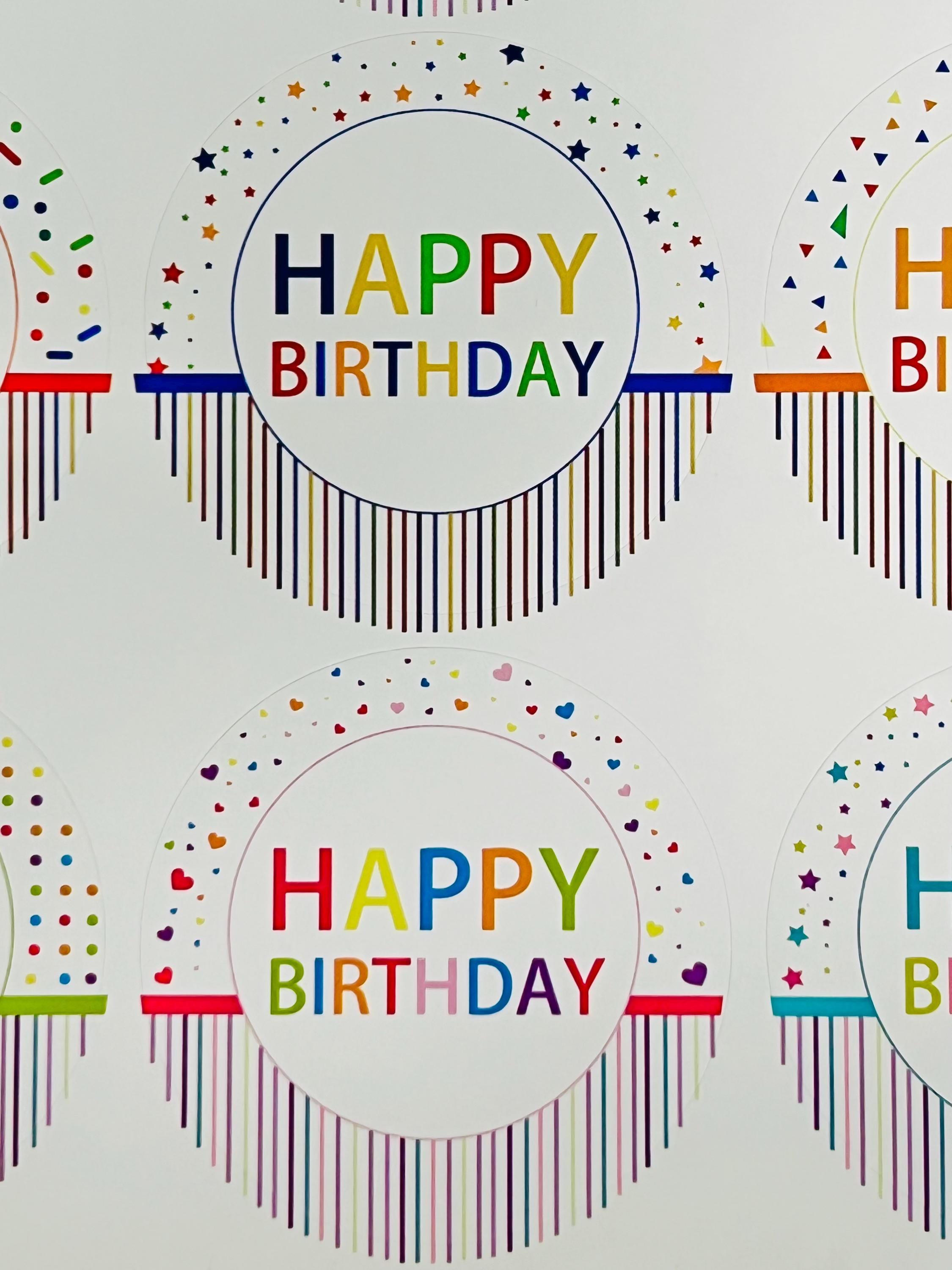 Happy Birthday Sticker Sheet, 2 Inch Colourful Happy Birthday Stickers ...