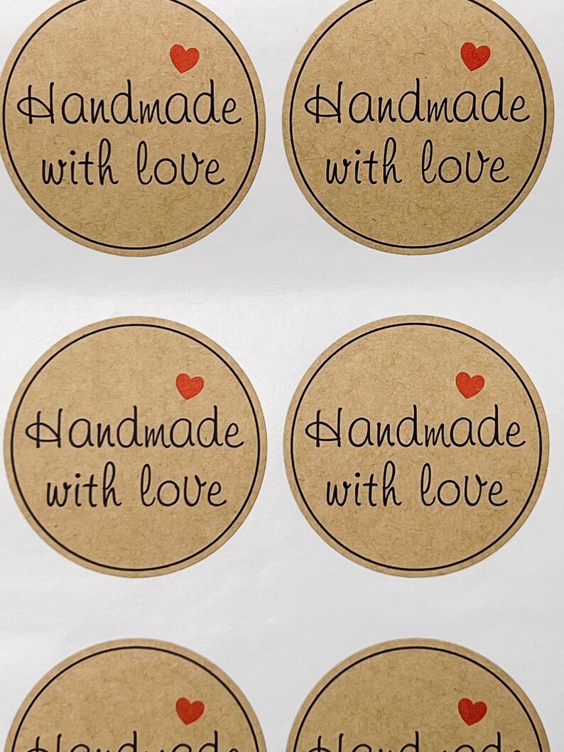 40 Just Under 2 Inch Handmade With Love Round Stickers. Large Round ...