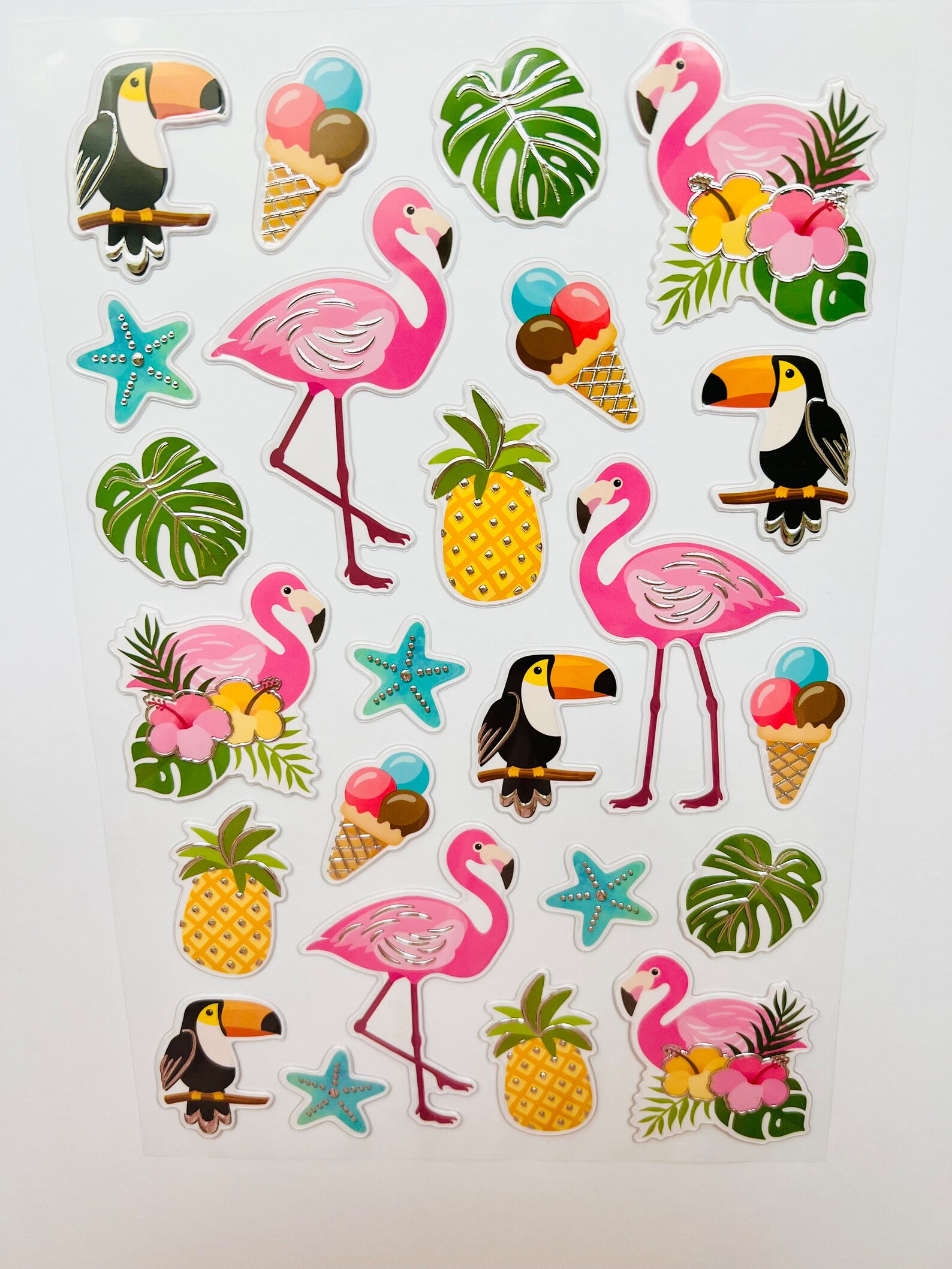 24 Tropical Stickers, Including Pink Flamingos, Toucans, Tropical ...