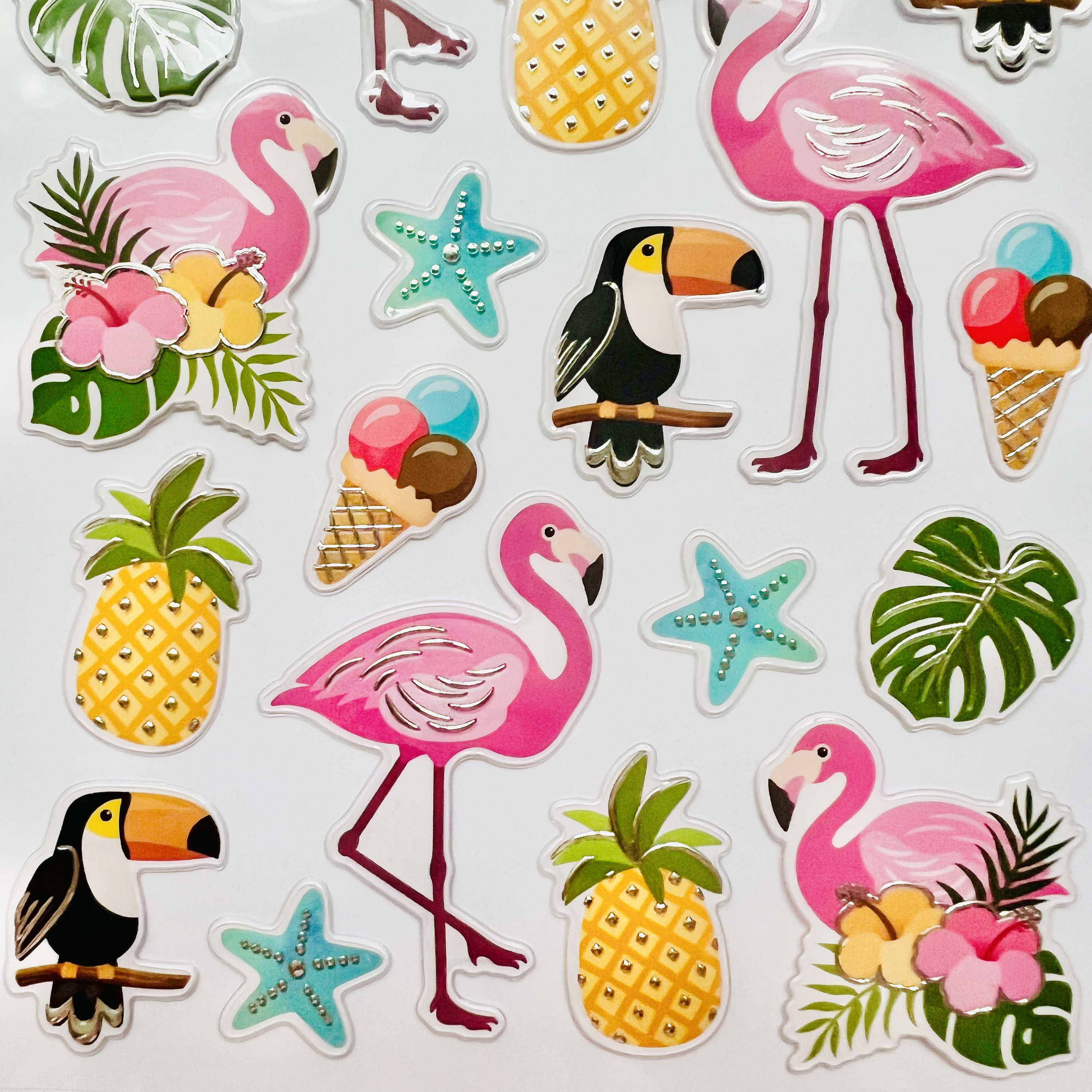 24 Tropical Stickers, Including Pink Flamingos, Toucans, Tropical ...