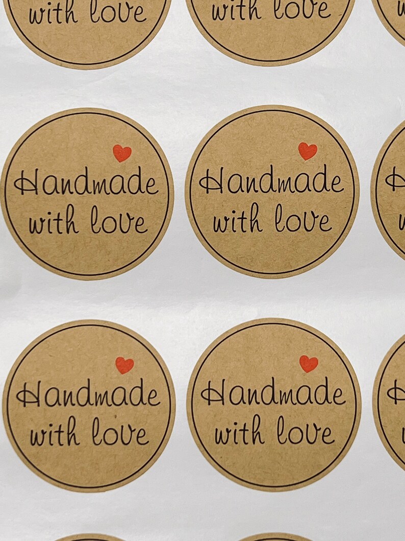 40 Just Under 2 Inch Handmade With Love Round Stickers. Large Round ...