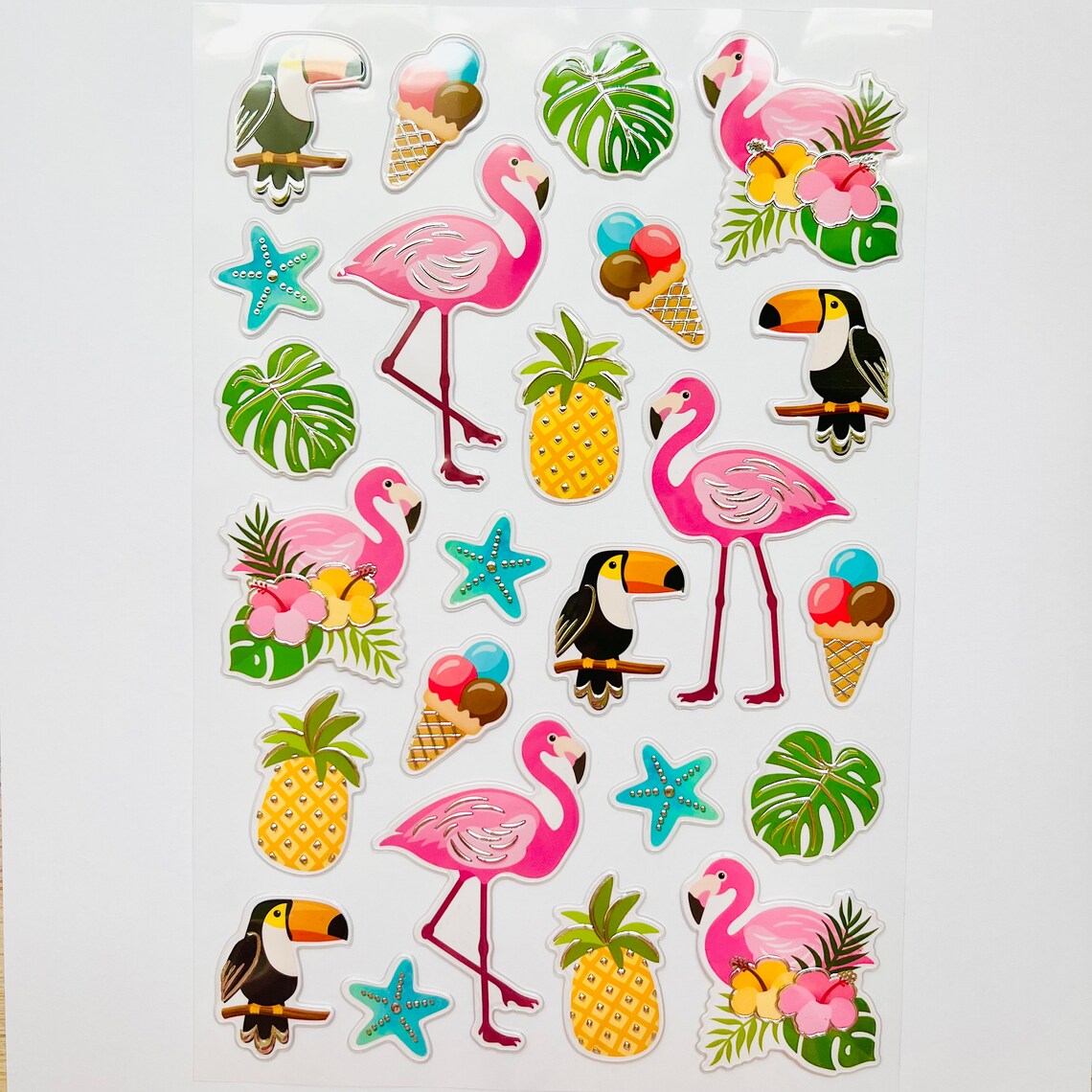 24 Tropical Stickers, Including Pink Flamingos, Toucans, Tropical ...