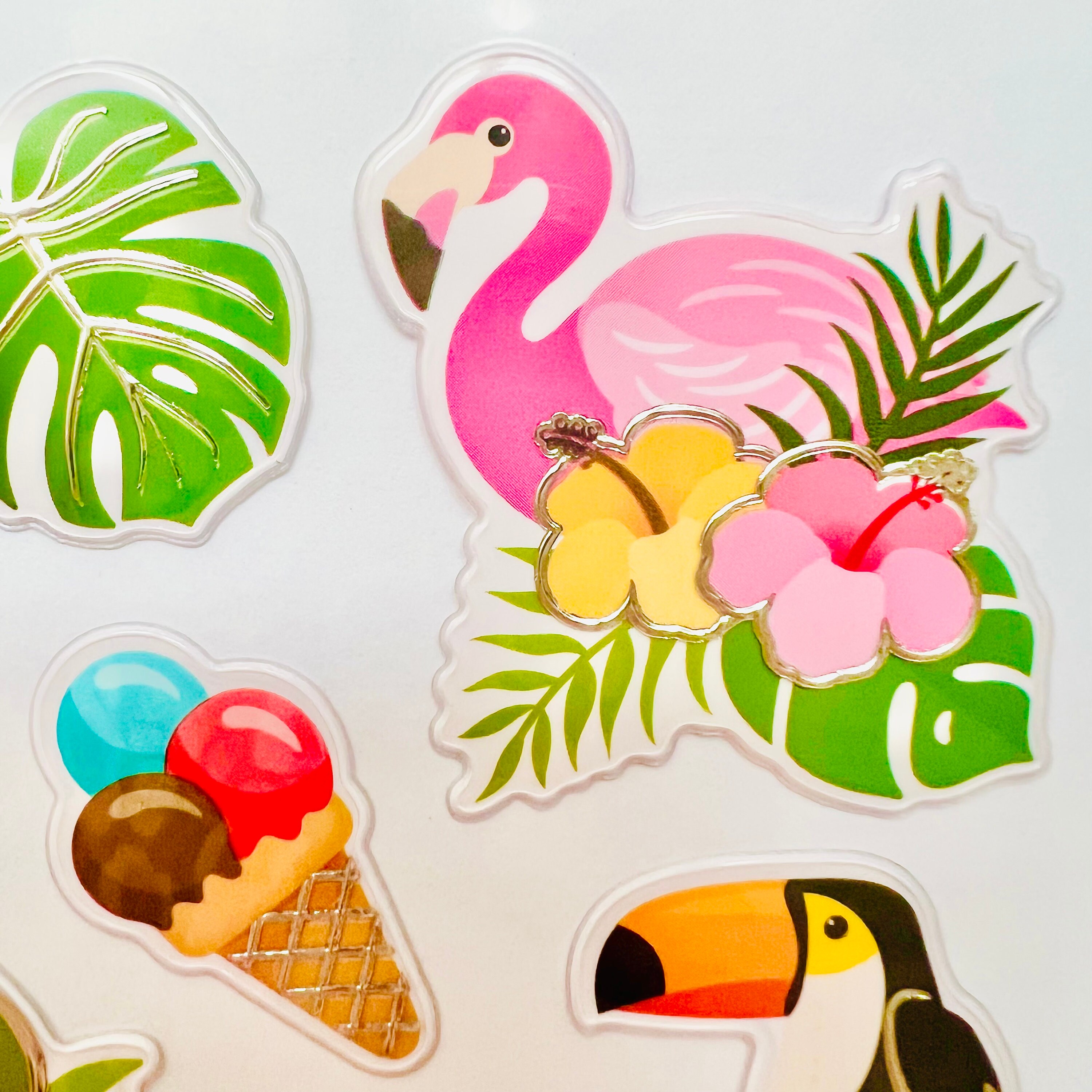 24 Tropical Stickers, Including Pink Flamingos, Toucans, Tropical ...