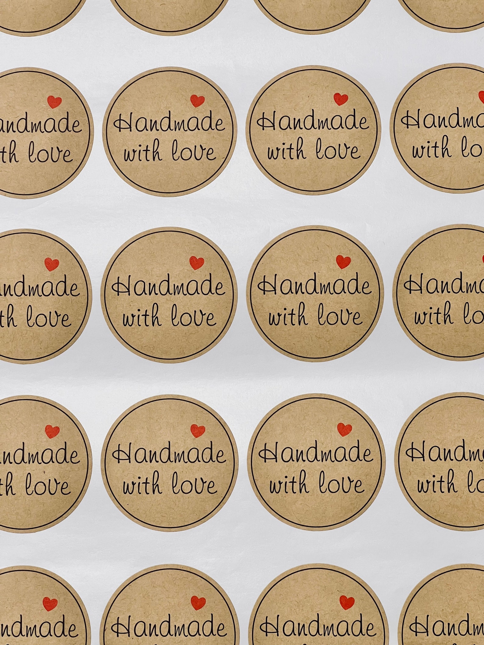 40 Just Under 2 Inch Handmade With Love Round Stickers. Large Round ...