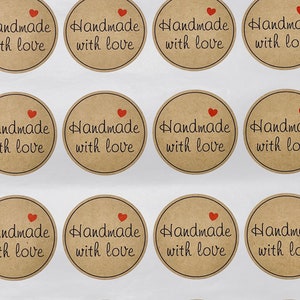 40 Just Under 2 Inch Handmade With Love Round Stickers. Large Round ...