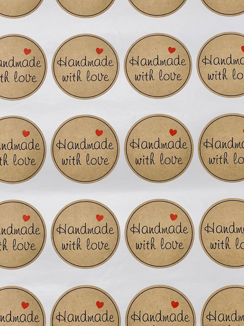40 Just Under 2 Inch Handmade With Love Round Stickers. Large Round ...