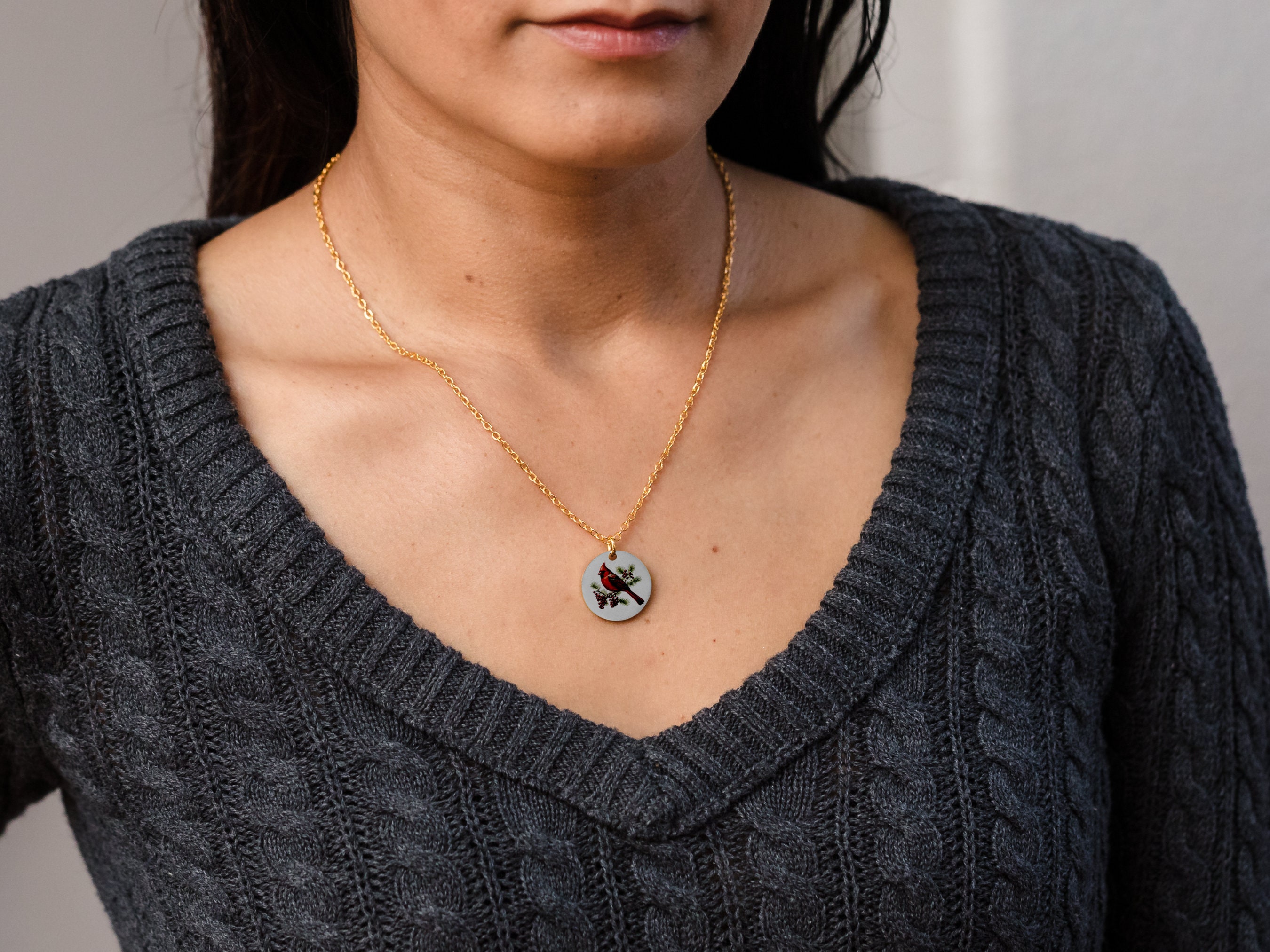 Cardinal Necklace Christmas Cardinal Necklace Sterling Silver Cardinal ...