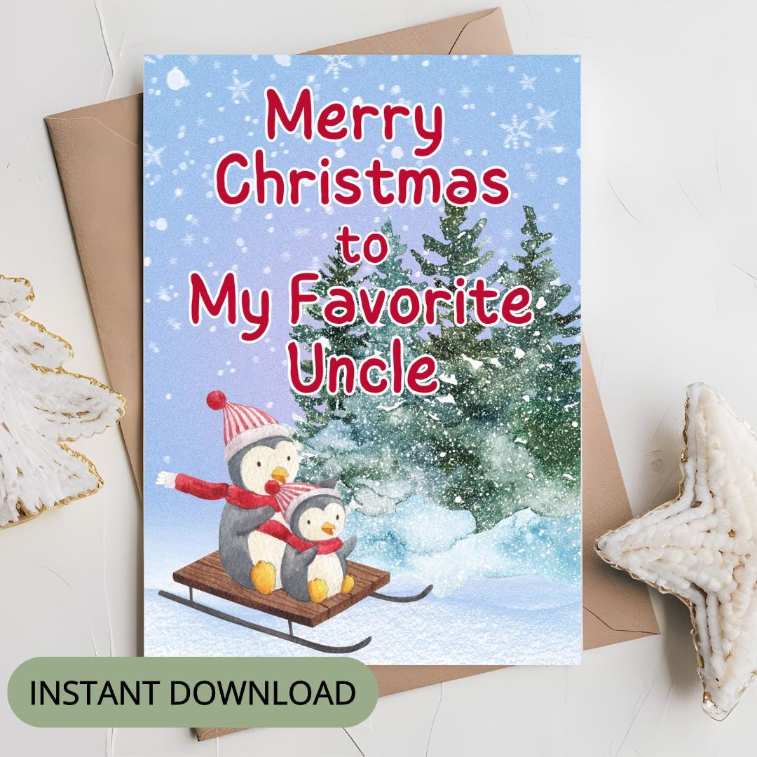 Christmas Card Printable Card for Uncle Christmas Gift for Uncle ...