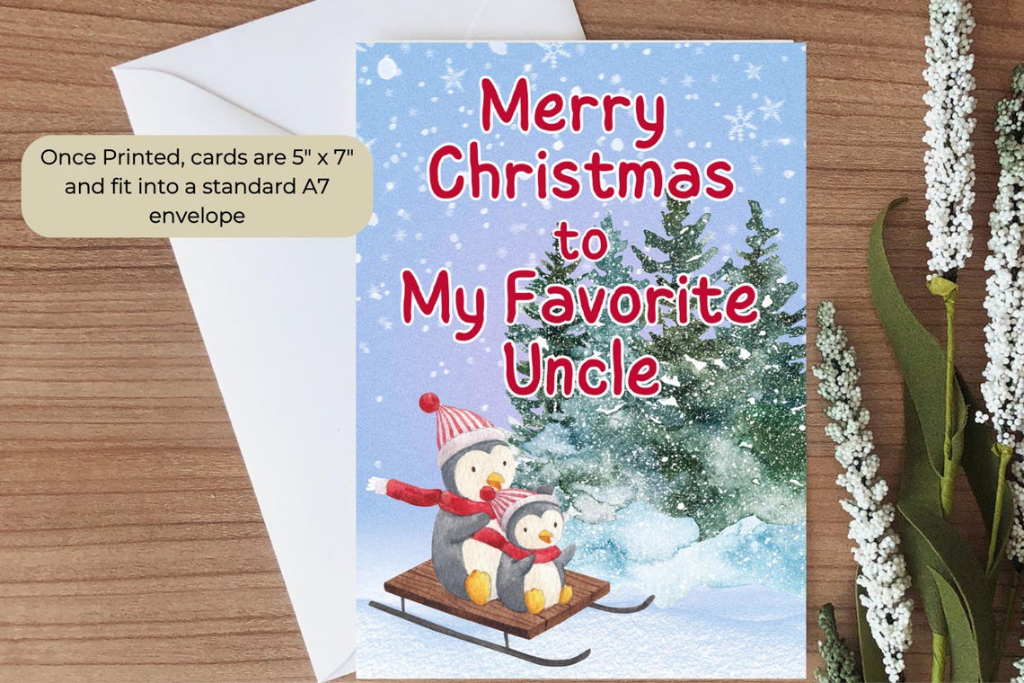 Christmas Card Printable Card for Uncle Christmas Gift for Uncle ...