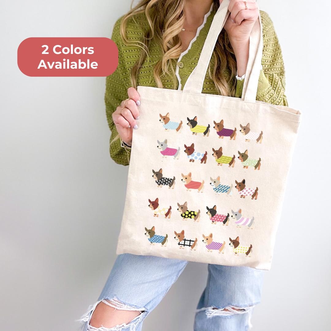 Cute Corgi Tote Bag Dog Mom Gift Tote Bag Canvas Dog Print Tote Bag ...