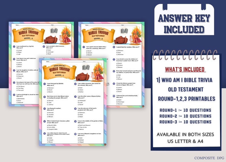 Old Testament Bible Trivia Game: 'who Am I' Quiz (PDF) - Etsy