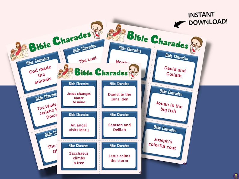 Bible Charades Game Printable I Bible Activity I Sunday School Games I ...
