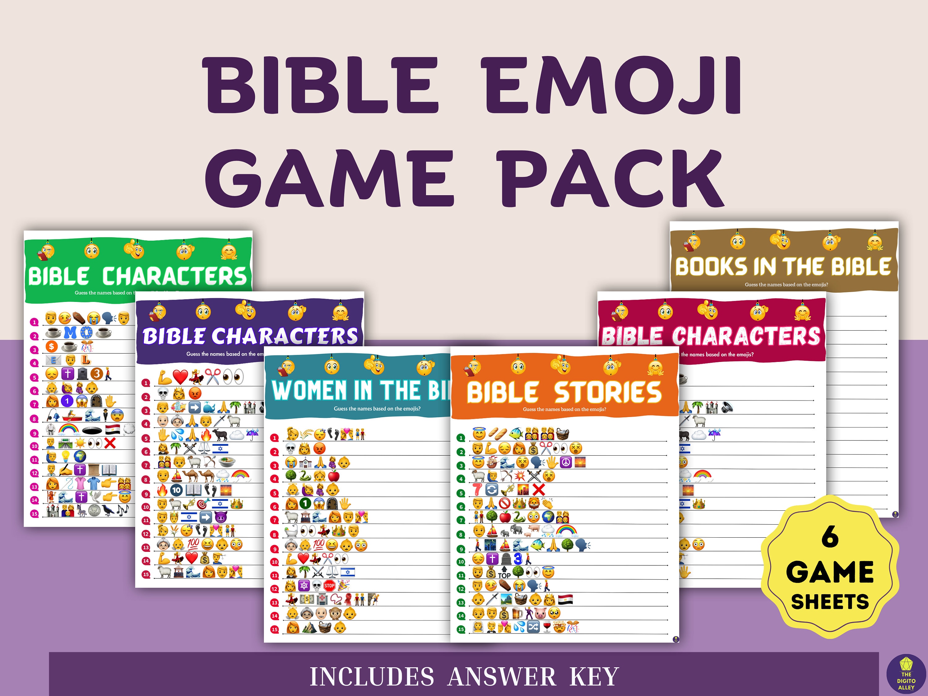 6 Bible Emoji Games Printable I New & Old Testament I Sunday - Etsy Canada