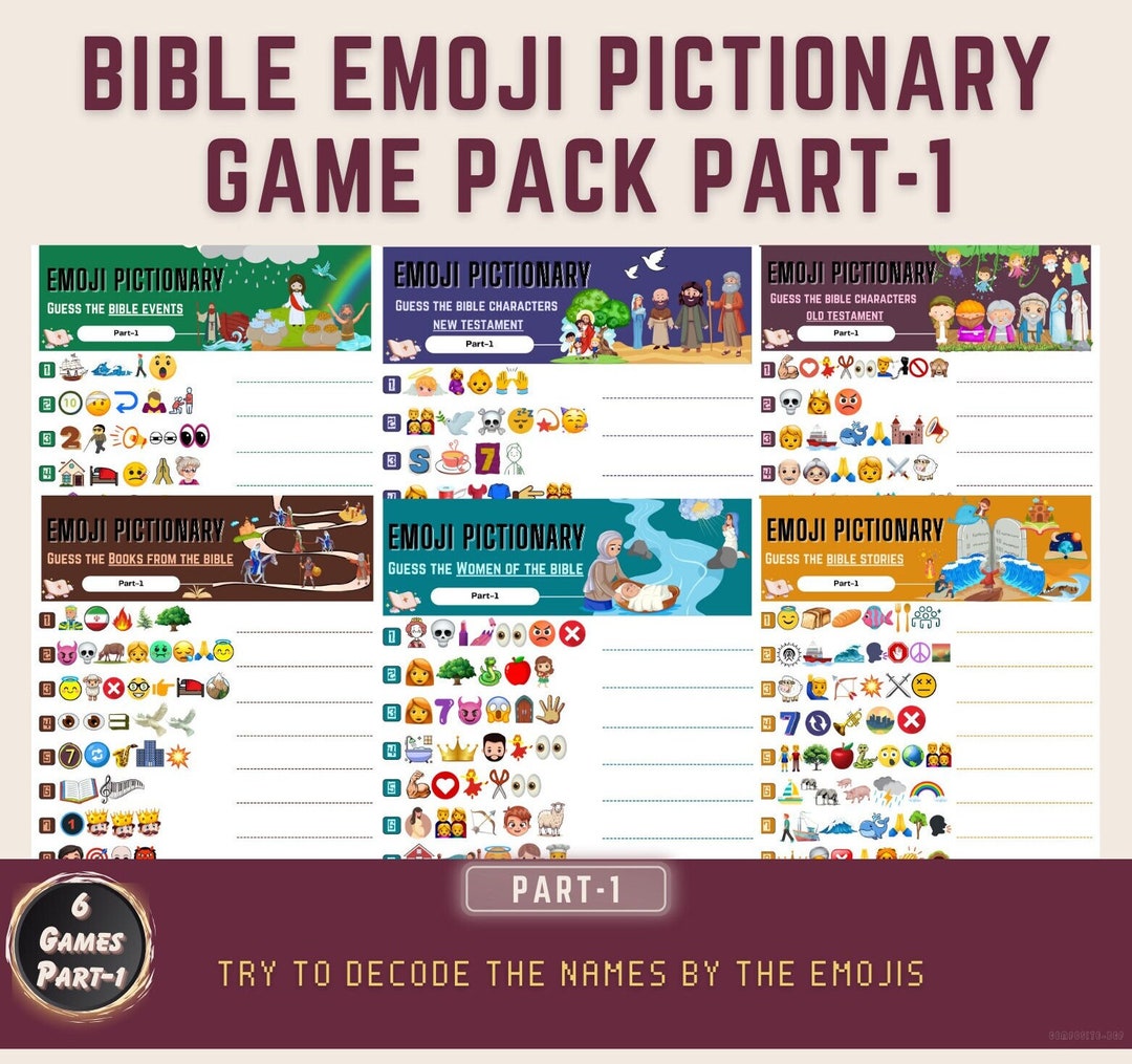 Bible Emoji 6 Game Pack Part-1 Printable I Emoji Pictionary I Church ...