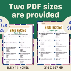 Bible Riddles Game Printable I Total 3 Rounds Easy Medium Hard I Bible ...