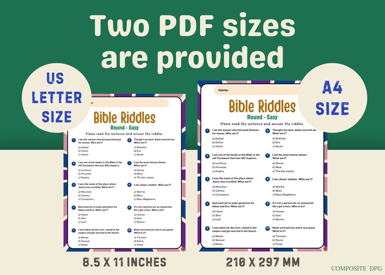 Bible Riddles Game Printable I Total 3 Rounds Easy Medium Hard I Bible ...