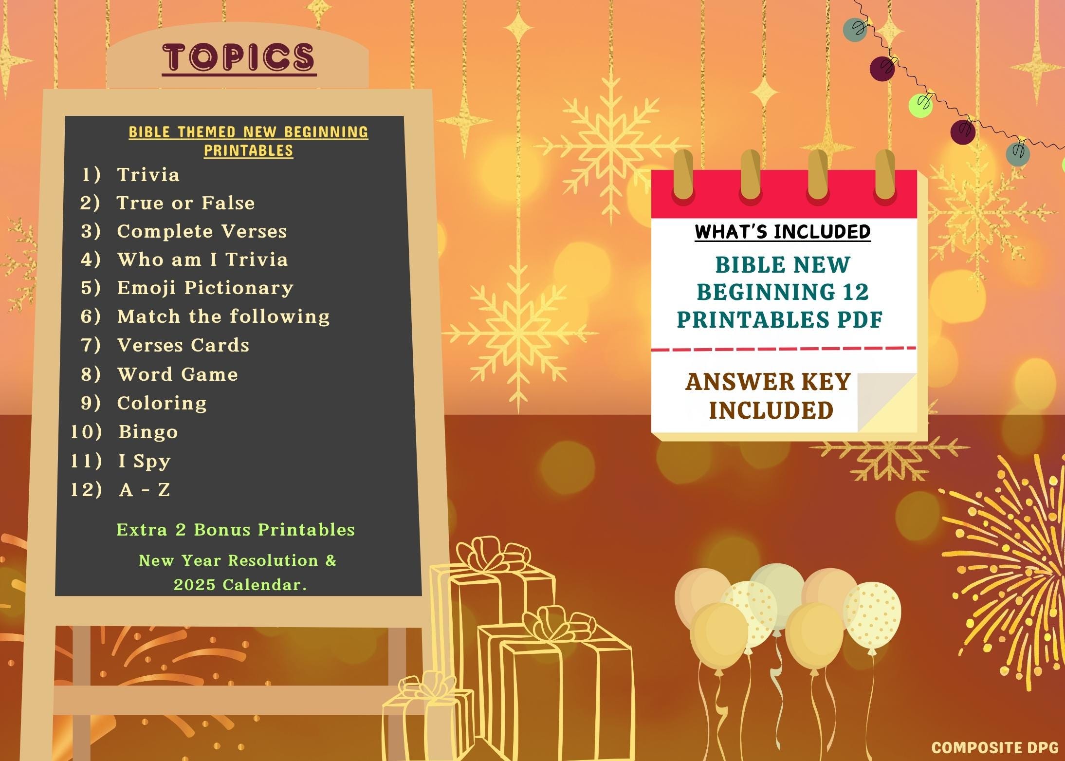 Bible New Beginning Games I New Year Printables I 12 Games I Bible ...