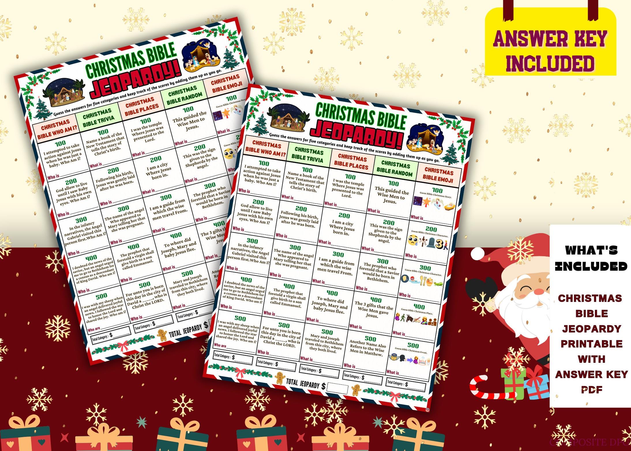 Bible Christmas Jeopardy Game | Printable Holiday Trivia for Family Fun ...