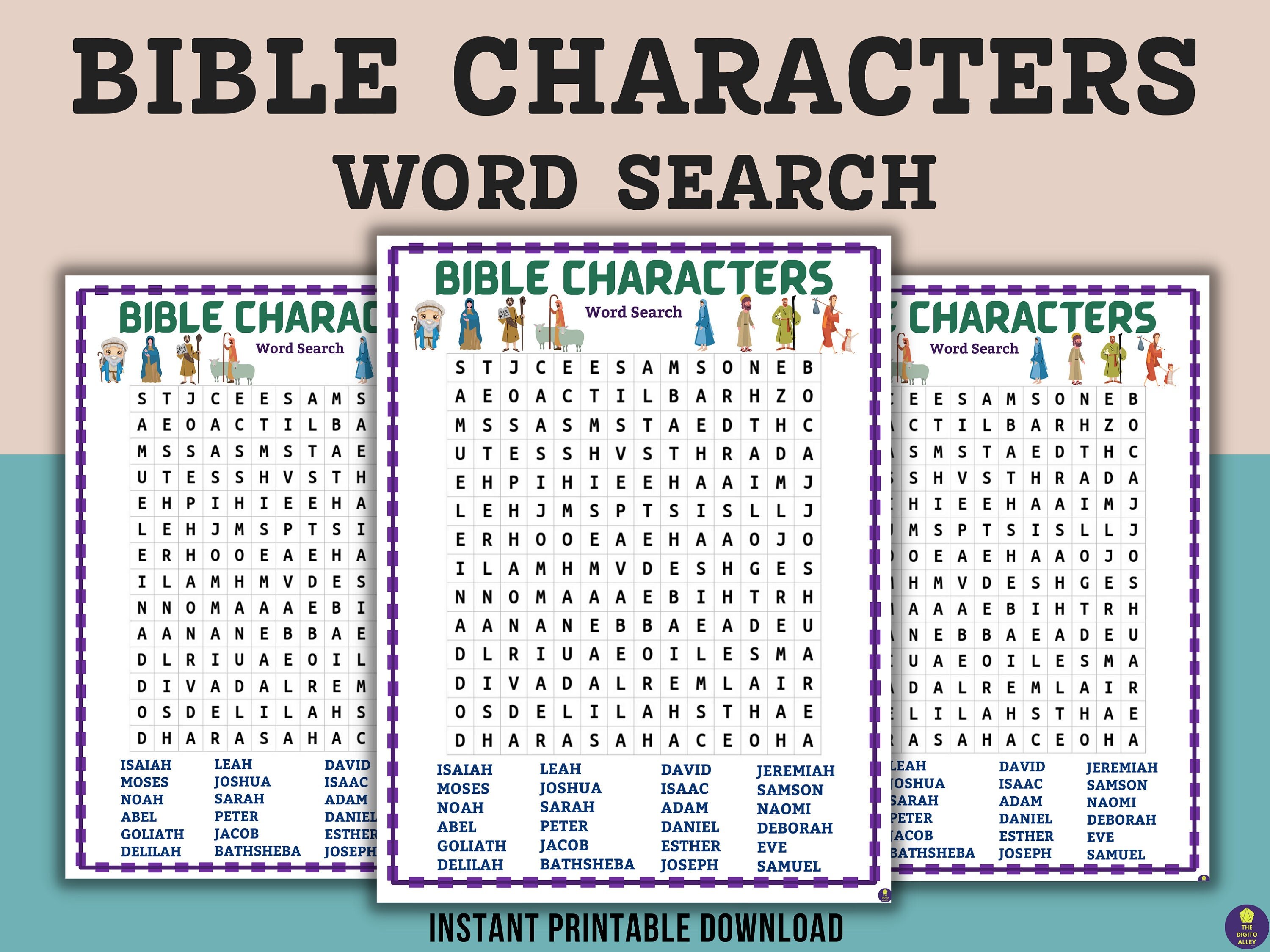 Bible Characters Word Search Printable Game I Bible Study Activity I ...