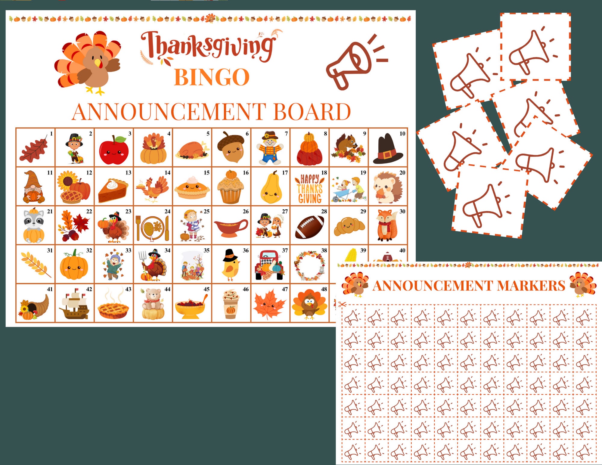 Printable Thanksgiving Bingo, Instant Download Bingo Game, Thanksgiving ...