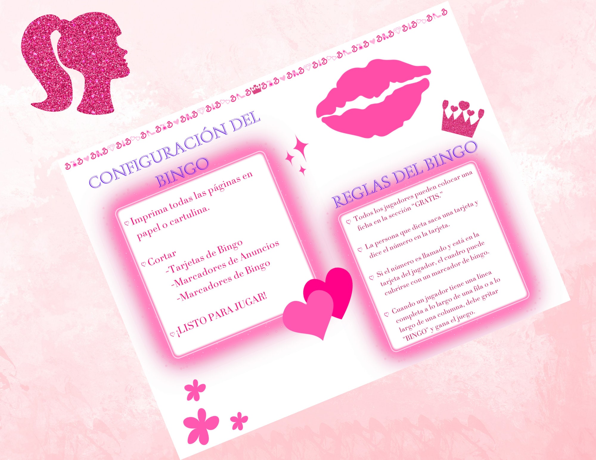 Bingo Princesa, Bingo De Descarga Instantánea, Cartas De Bingo Barbie ...