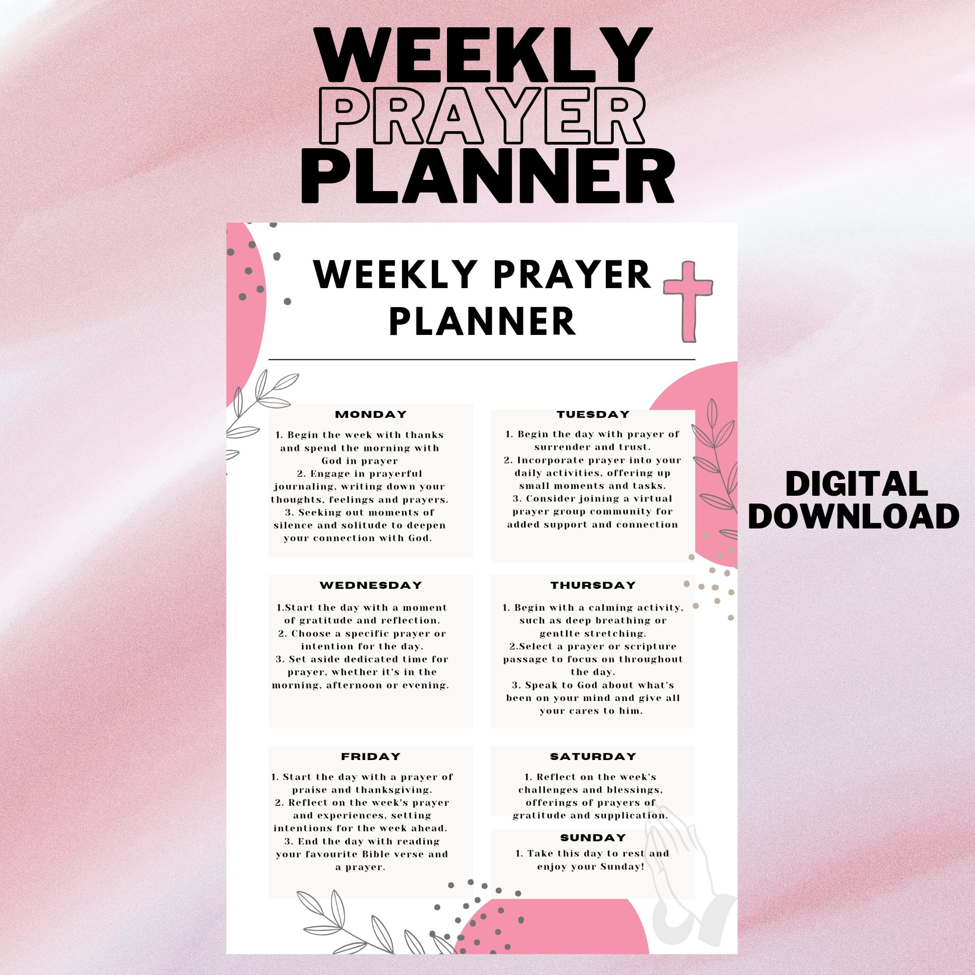 Weekly Prayer Planner Printable, Religious Planner, A4/A5/PDF Instant ...