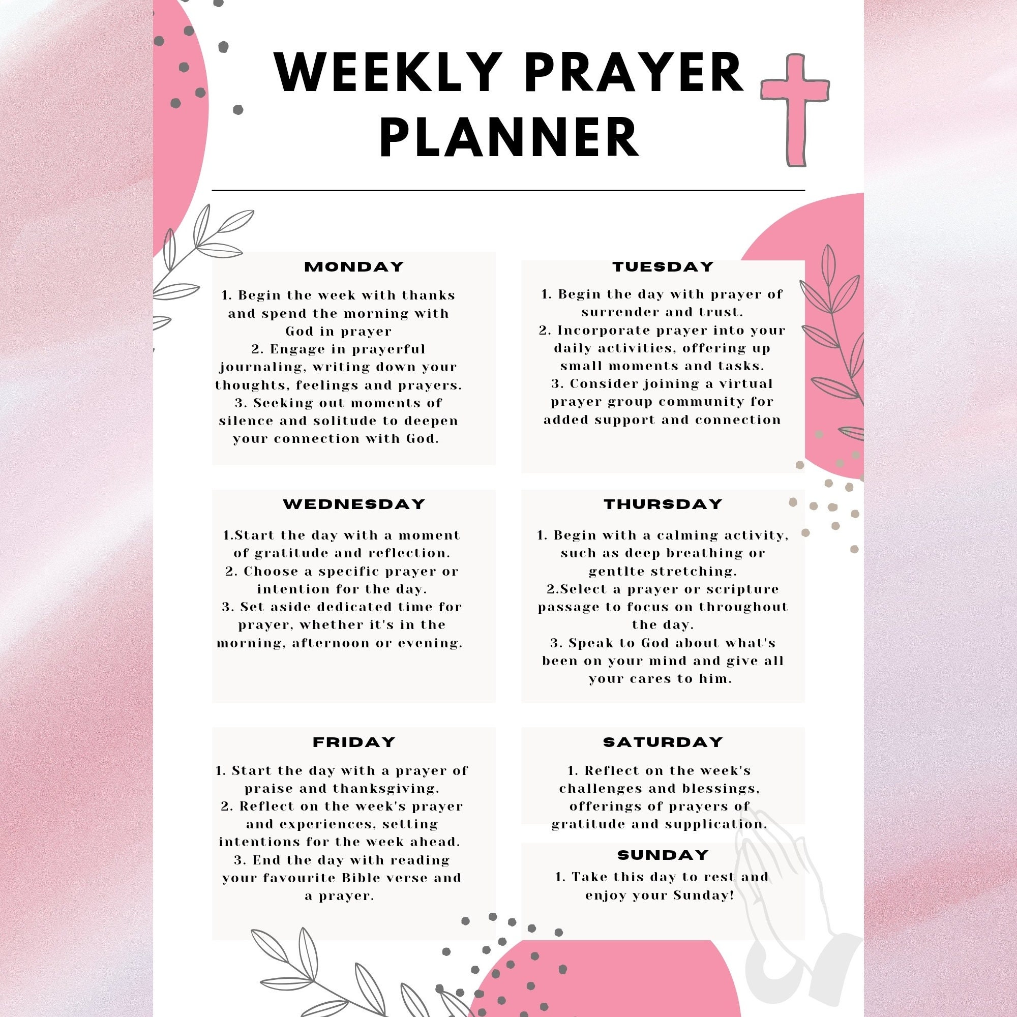 Weekly Prayer Planner Printable, Religious Planner, A4/A5/PDF Instant ...