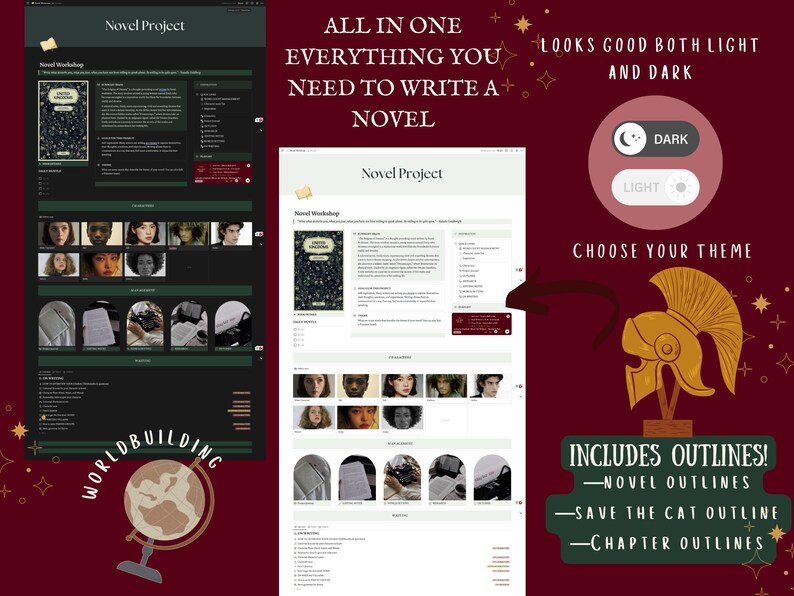 Notion Novel Template: Writer's Project Planner With Character Profiles ...