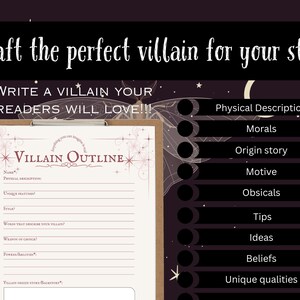 Villain Story Planner Worksheets: Novel Workbook (digital Download) - Etsy