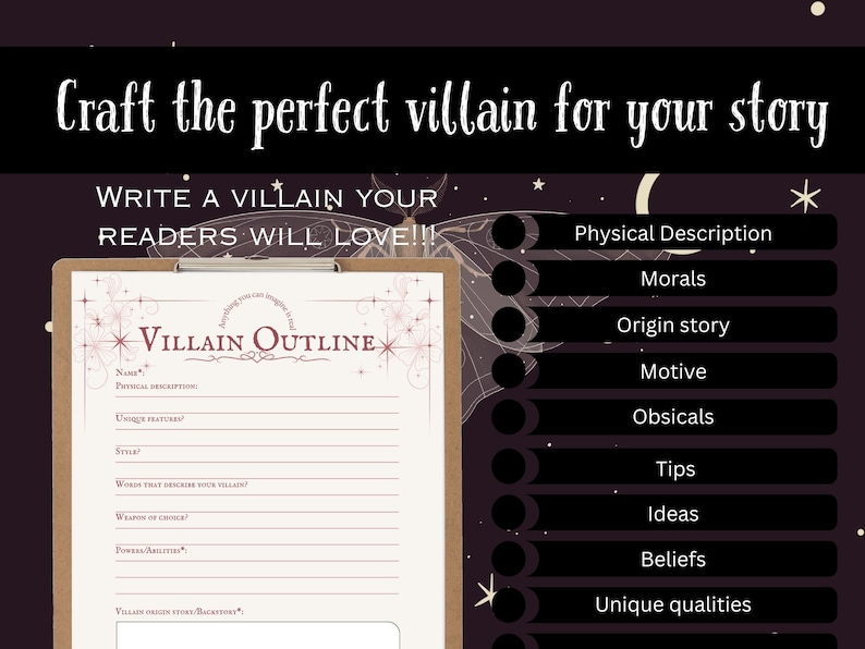 Villain Story Planner Worksheets: Novel Workbook (digital Download) - Etsy