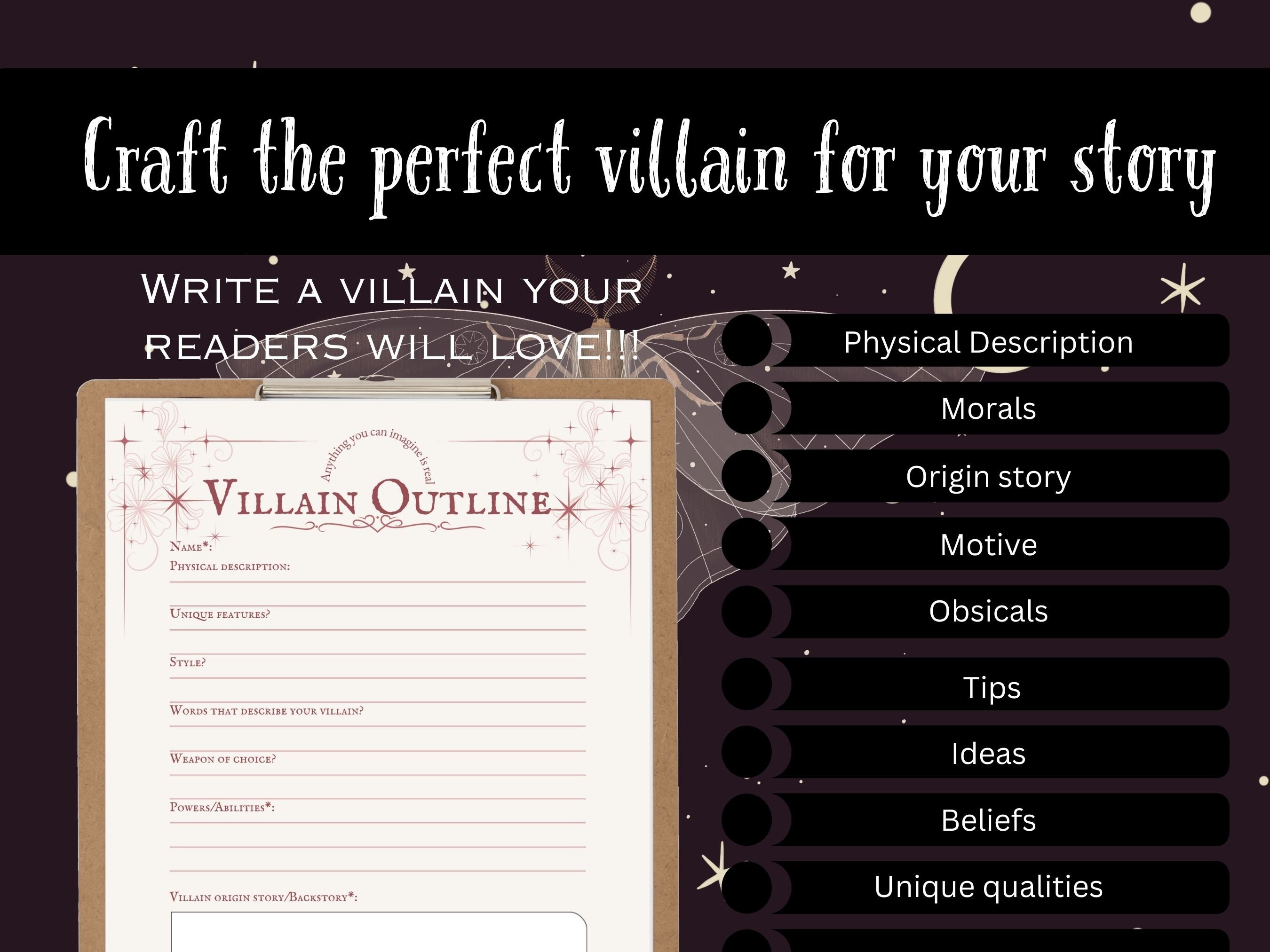 Villain Outline Villain Story Planner Worksheets, Novel Worksheets ...